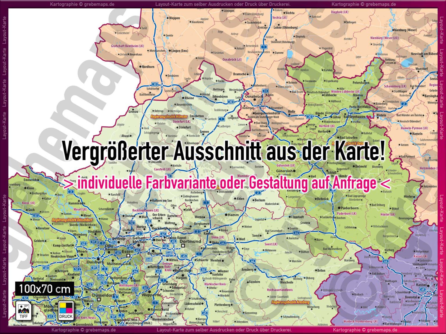 Deutschland (Nord) Layout-Karte Autobahnen Landkreise Bundesländer ...