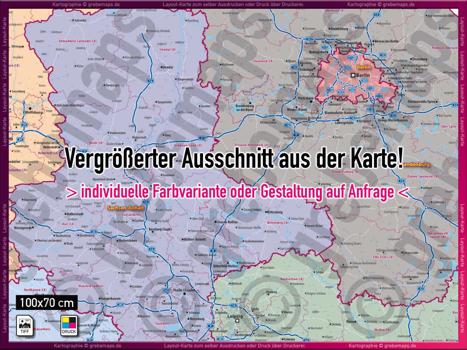 Deutschland (Nord) Layout-Karte Autobahnen Landkreise Bundesländer ...
