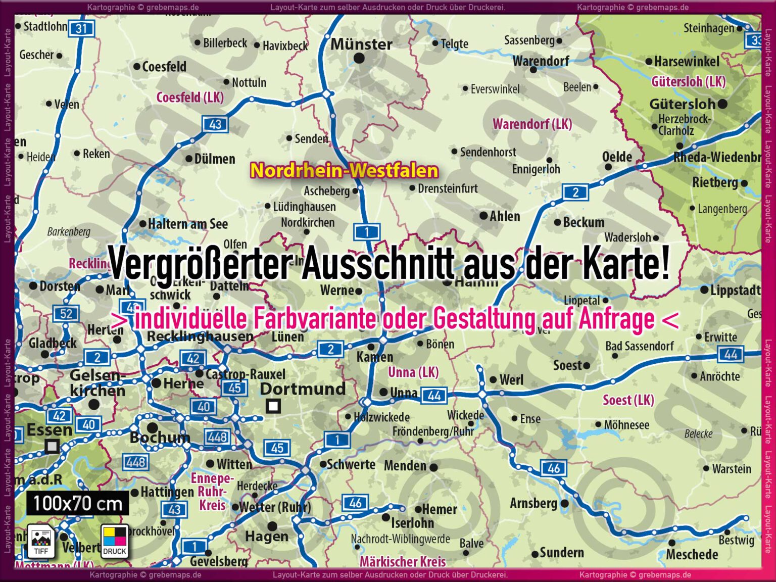 Deutschland (Nord) Layout-Karte Autobahnen Landkreise Bundesländer ...