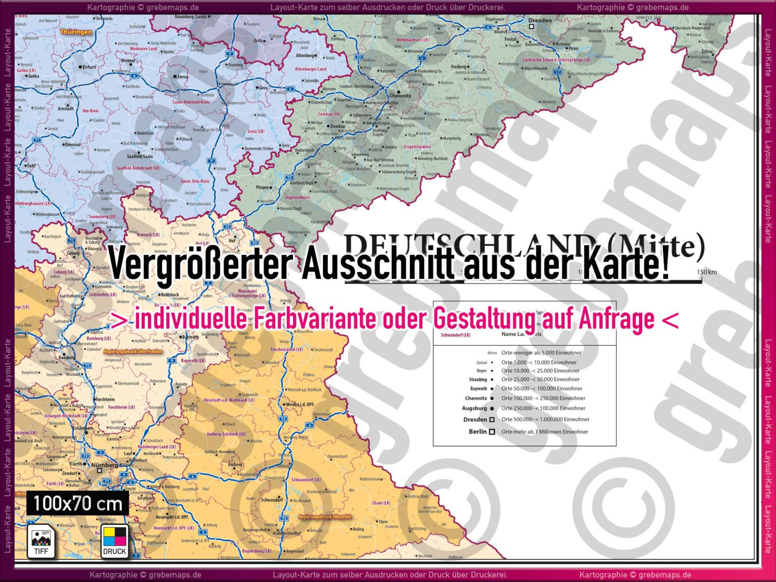 Deutschland (Nord) Layout-Karte Autobahnen Landkreise Bundesländer ...
