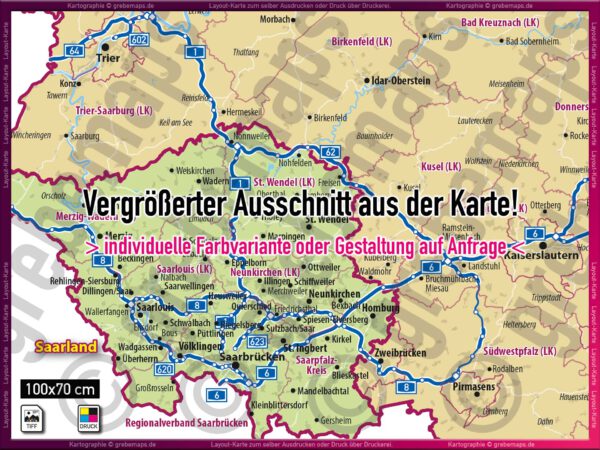 Deutschland (Süd) Layout-Karte Autobahnen Landkreise Bundesländer ...