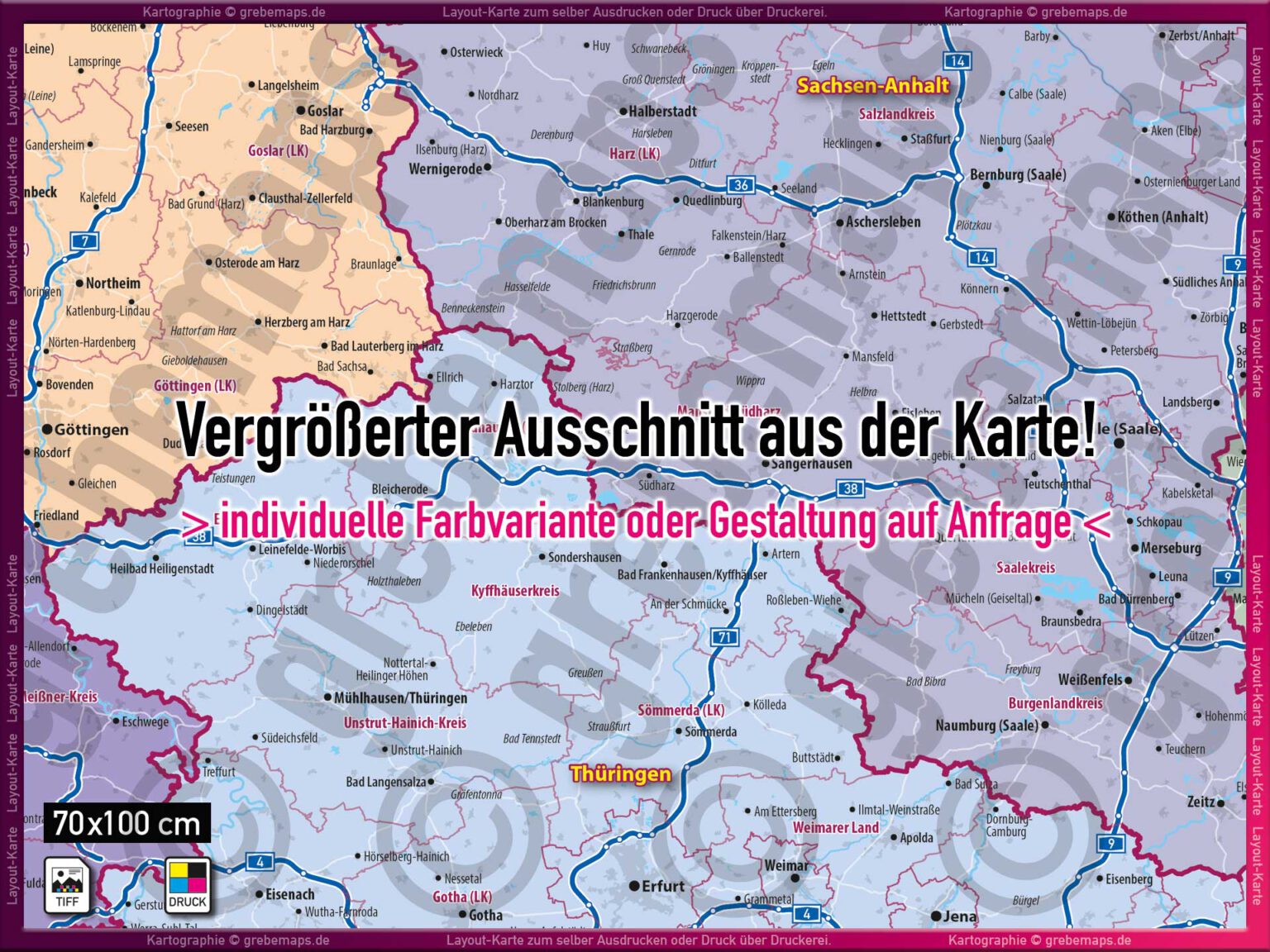 Deutschland (Ost) Layout-Karte Autobahnen Landkreise Bundesländer ...