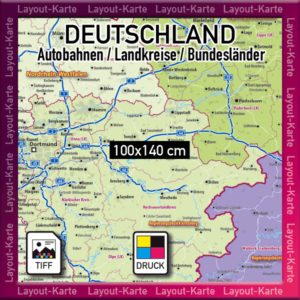 Deutschland Layout-Karte Autobahnen Landkreise Bundesländer Landkarte ...