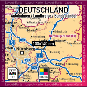 Deutschland Layout-Karte Autobahnen Landkreise Bundesländer Landkarte ...