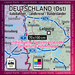 Deutschland (Ost) Layout-Karte Autobahnen Landkreise Bundesländer ...
