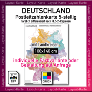 Bayern Vektorkarte Gemeinden Landkreise Postleitzahlen PLZ-5 - grebemaps