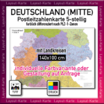 Deutschland Postleitzahlenkarte PLZ-1-2-3 (1-/2-/3-stellig) mit ...